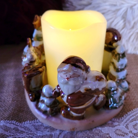 Kohl's | Holiday | Vintage Stoneware Christmas Pillar Holder Glazed And ...